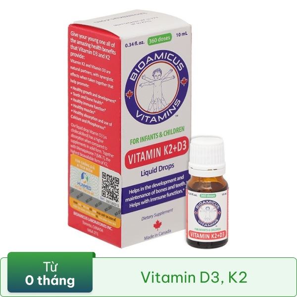 Thực phẩm bảo vệ sức khỏe Bioamicus Vitamin K2 & D3 hộp 10ml - 12/2025 ...