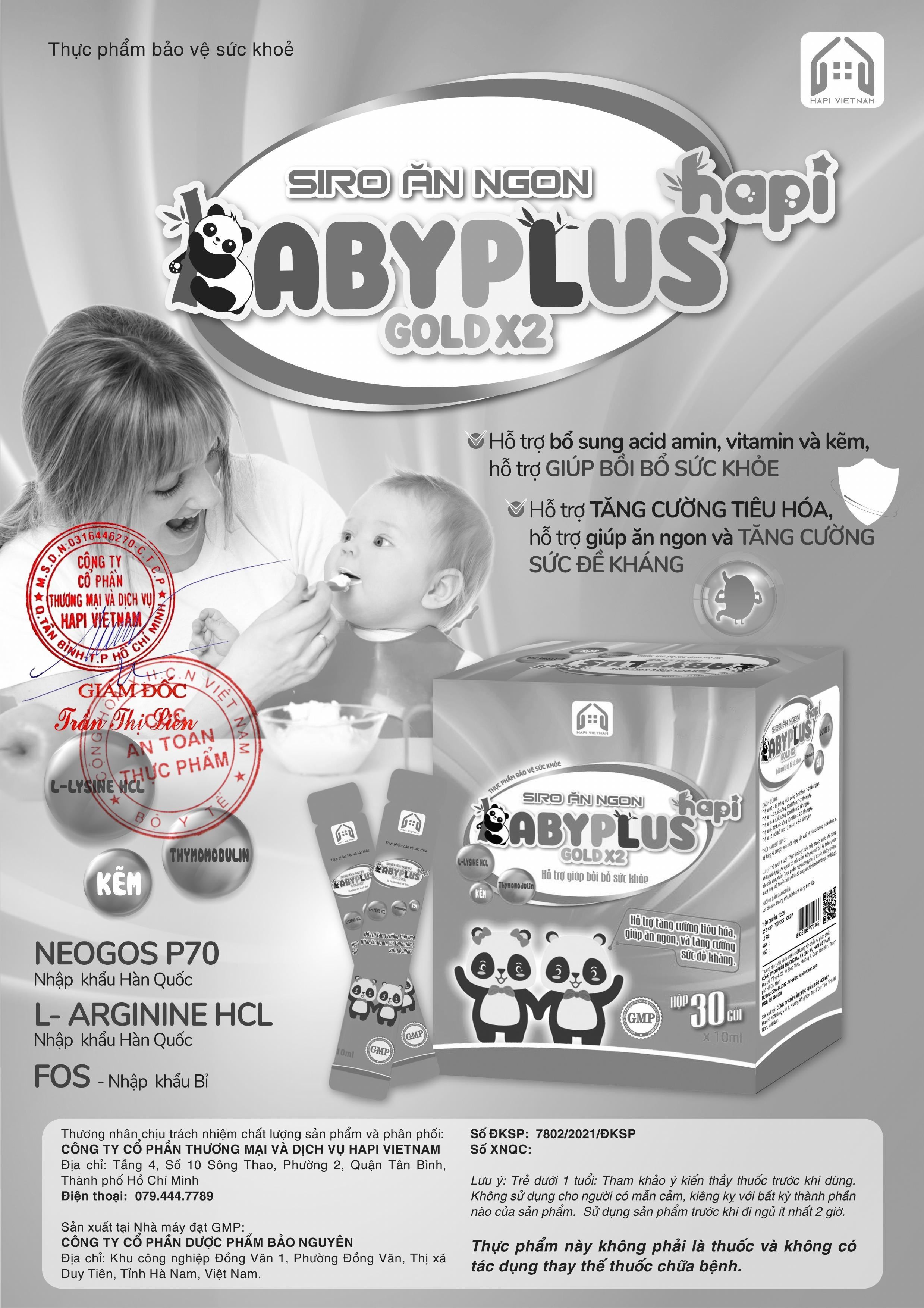 Thực phẩm bảo vệ sức khỏe Siro Ăn Ngon Baby Plus Hapi Gold X2 hộp 30 ...