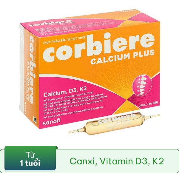 Thực phẩm bảo vệ sức khỏe Corbiere Calcium Plus hộp 30 ống x 10ml - 09/ ...