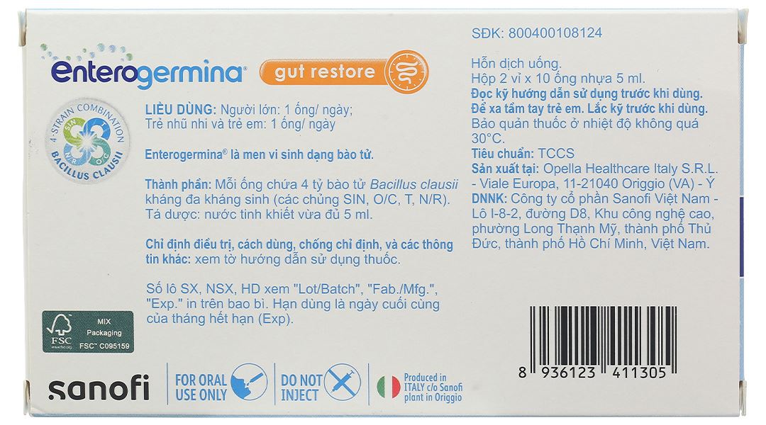 Thuốc Enterogermina 4 tỷ/5ml trị và phòng ngừa rối loạn tiêu hóa - 09/2025 | nhathuocankhang.com