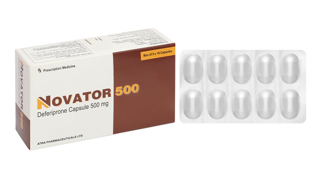 Novator 500 điều trị quá liều sắt ở bệnh nhân thalassaemia (5 vỉ x 10 ...