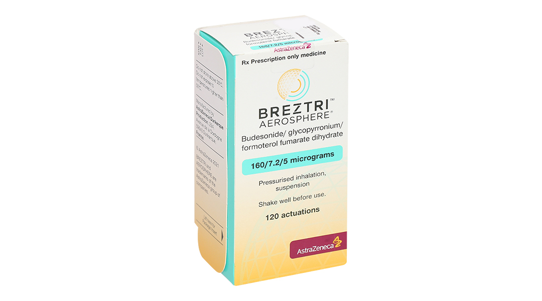 Thuốc xịt Breztri Aerosphere 160/7.2/5mcg điều trị bệnh phổi tắc nghẽn mạn tính chai 120 liều ...
