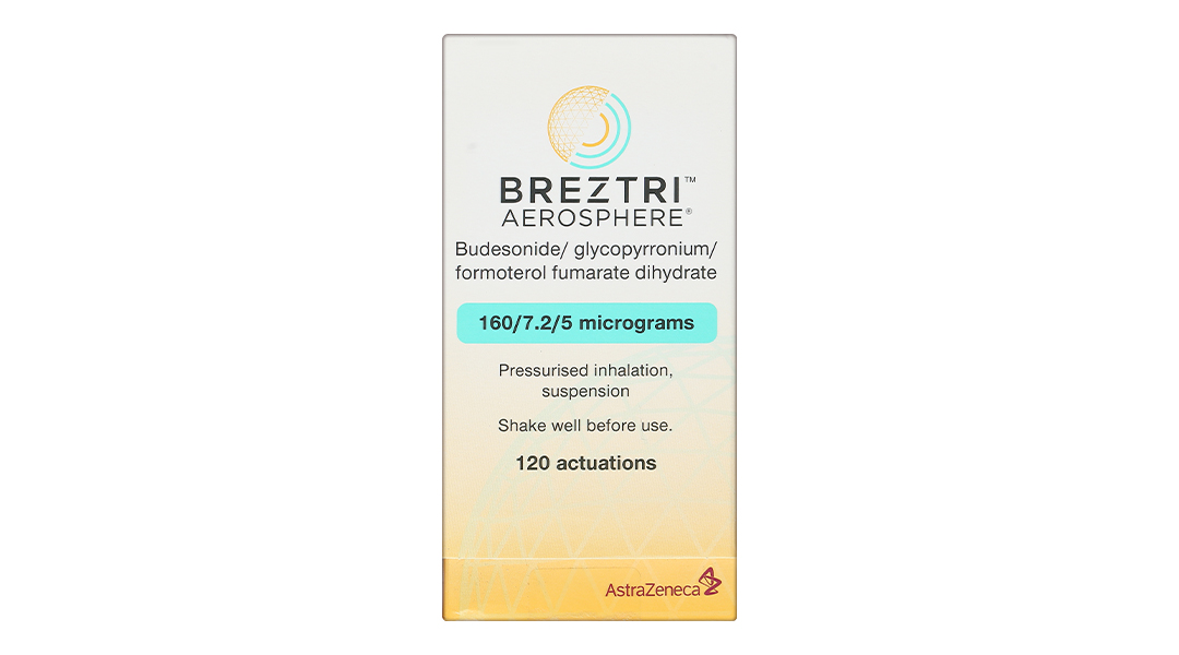 Thuốc xịt Breztri Aerosphere 160/7.2/5mcg điều trị bệnh phổi tắc nghẽn ...