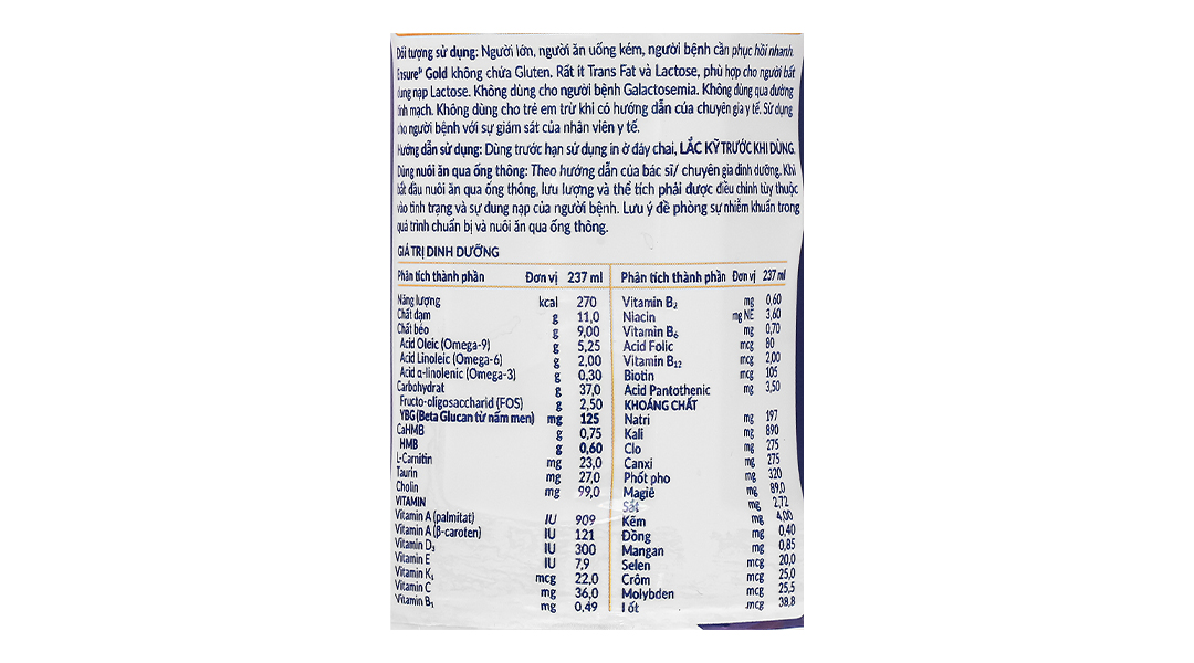 Sữa bột pha sẵn Ensure Gold Vigor bổ sung dinh dưỡng hương vani (6 chai ...