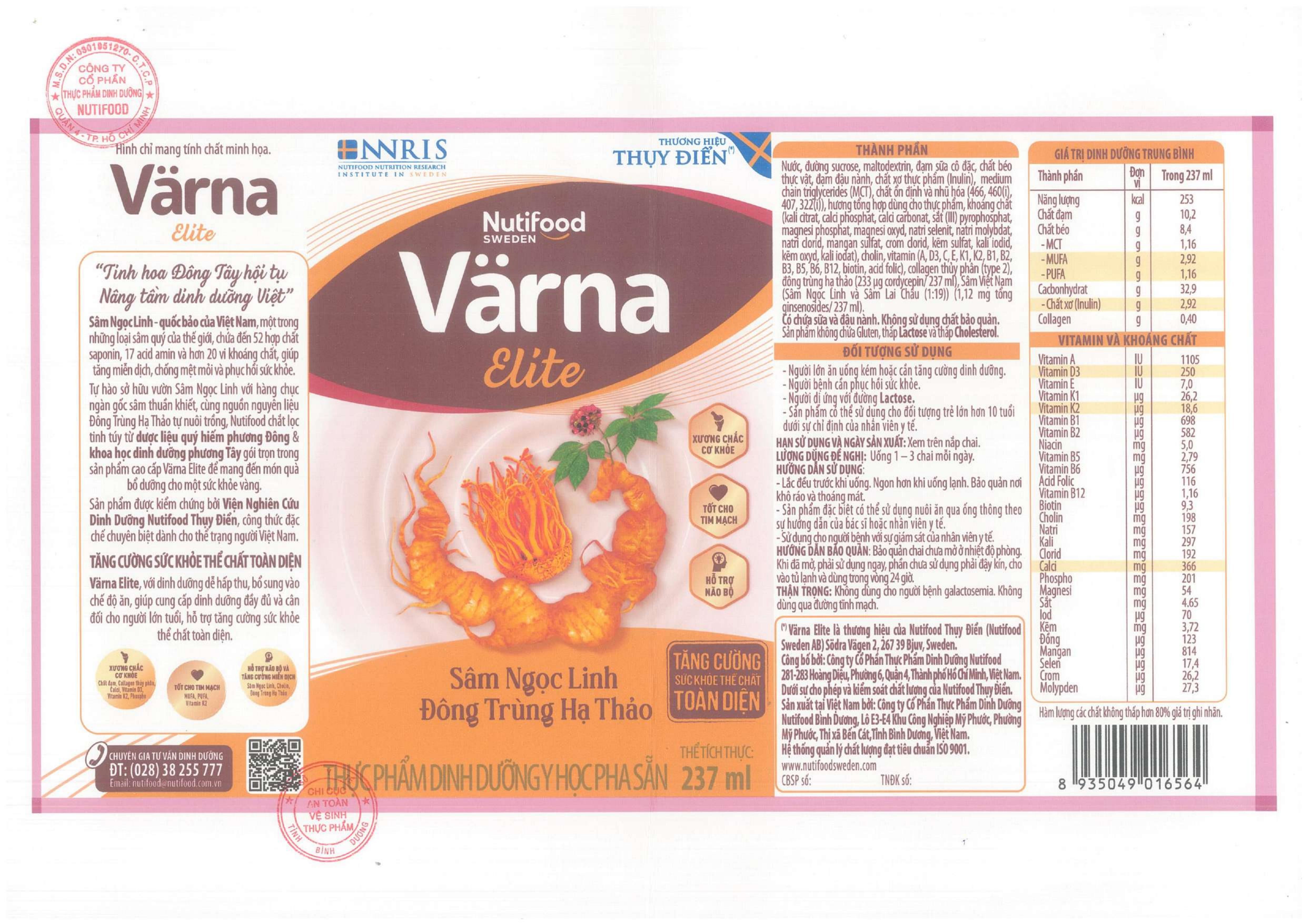 Sữa Nước Dinh Dưỡng Varna Elite Chai 237ml - 07/2025 | nhathuocankhang.com