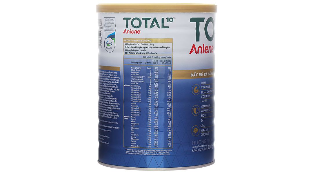 Sữa bột Anlene Total 10 Hương Vani lon 800g - 10/2025 | nhathuocankhang.com