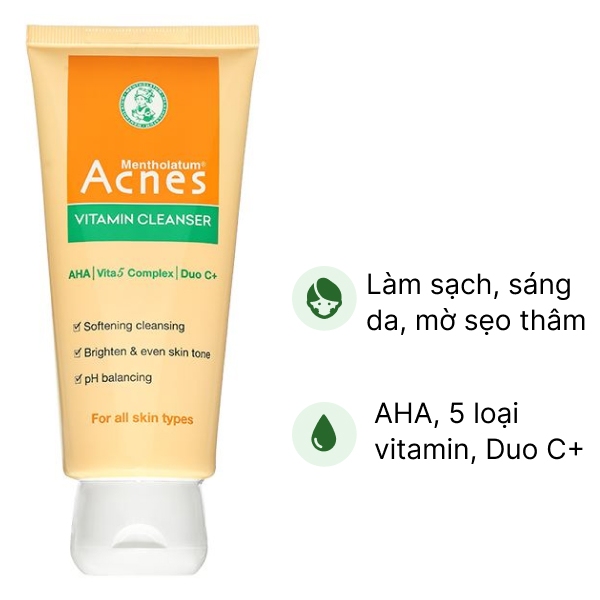 Kem rửa mặt Acnes Vitamin sáng da, mờ sẹo thâm tuýp 100g - 01/2026 ...