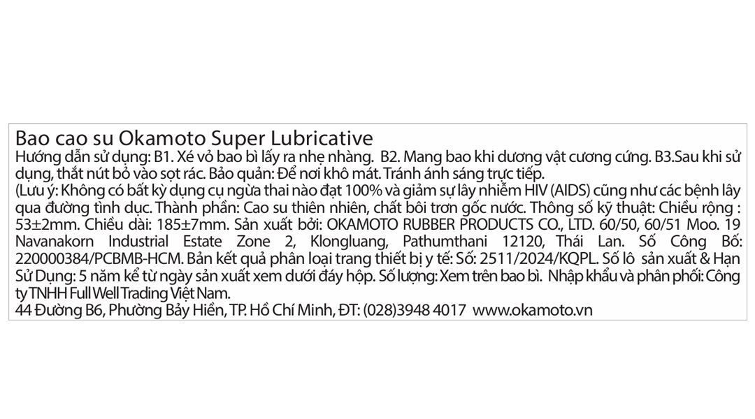 Bao cao su Okamoto Skinless Skin Super Lubricative 53mm hộp 3 cái - 01/ ...