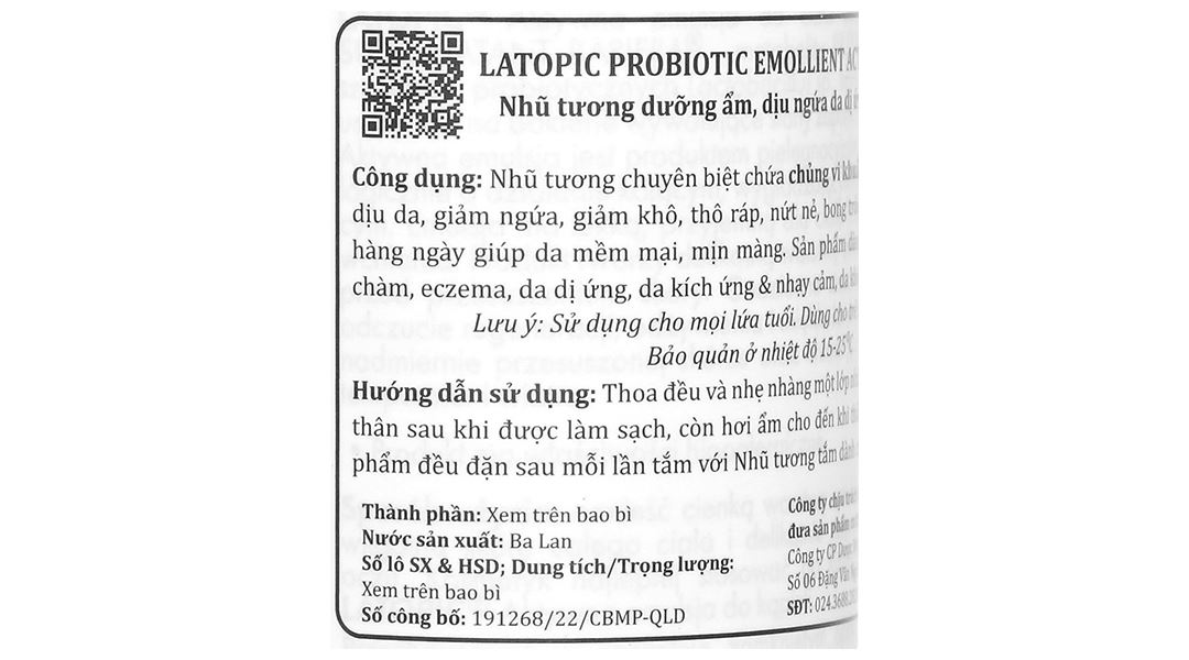 Sữa dưỡng Latopic Probiotic Emollient Active Body Emulsion dưỡng ẩm ...