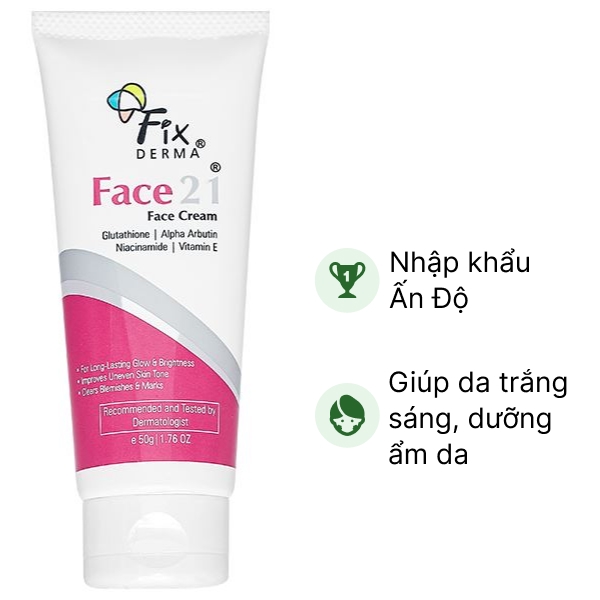 Kem dưỡng ẩm Fixderma Face21 Face Cream giúp da trắng sáng, mịn màng tuýp 50g - 01/2026 ...