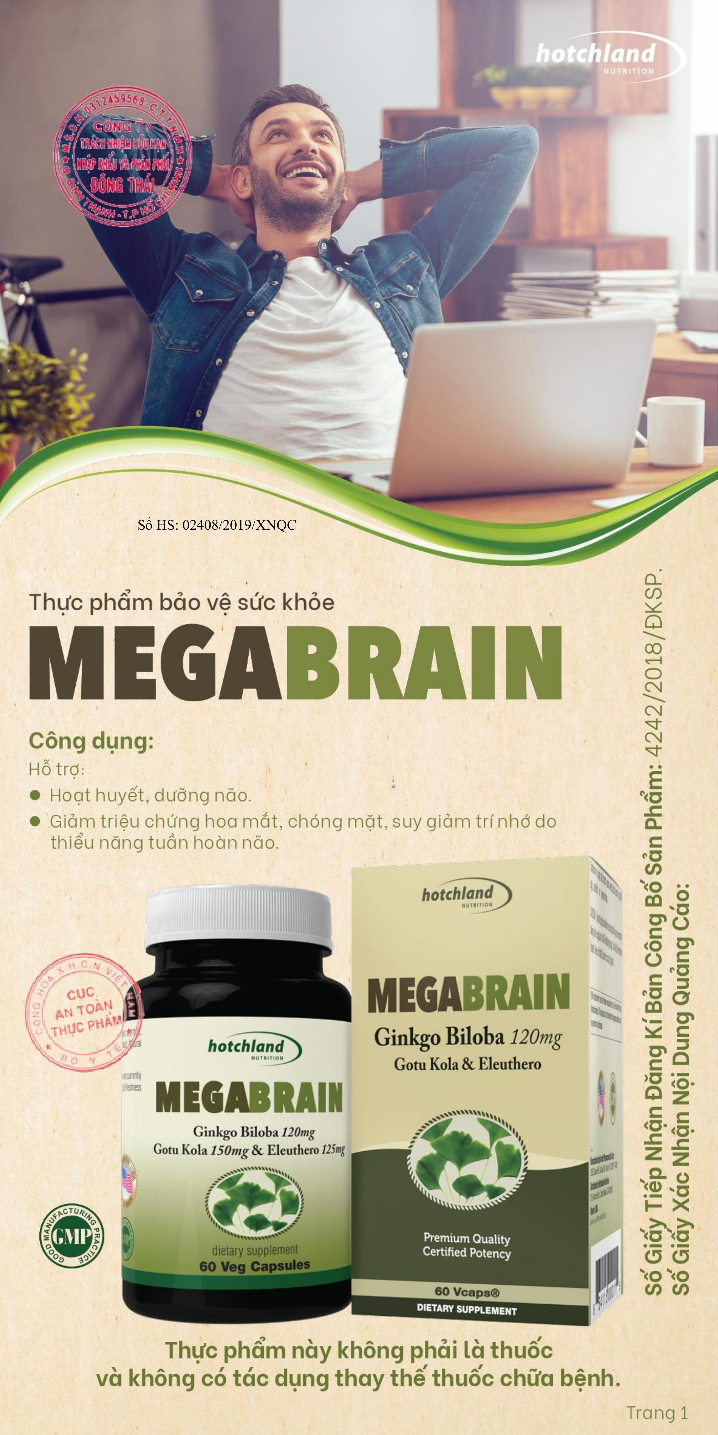 Mega Brain lọ 60 viên - 03/2026 | nhathuocankhang.com