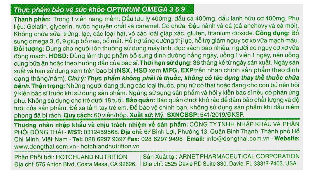 Mega Optimum Omega 3,6,9 chai 60 viên - 03/2026 | nhathuocankhang.com