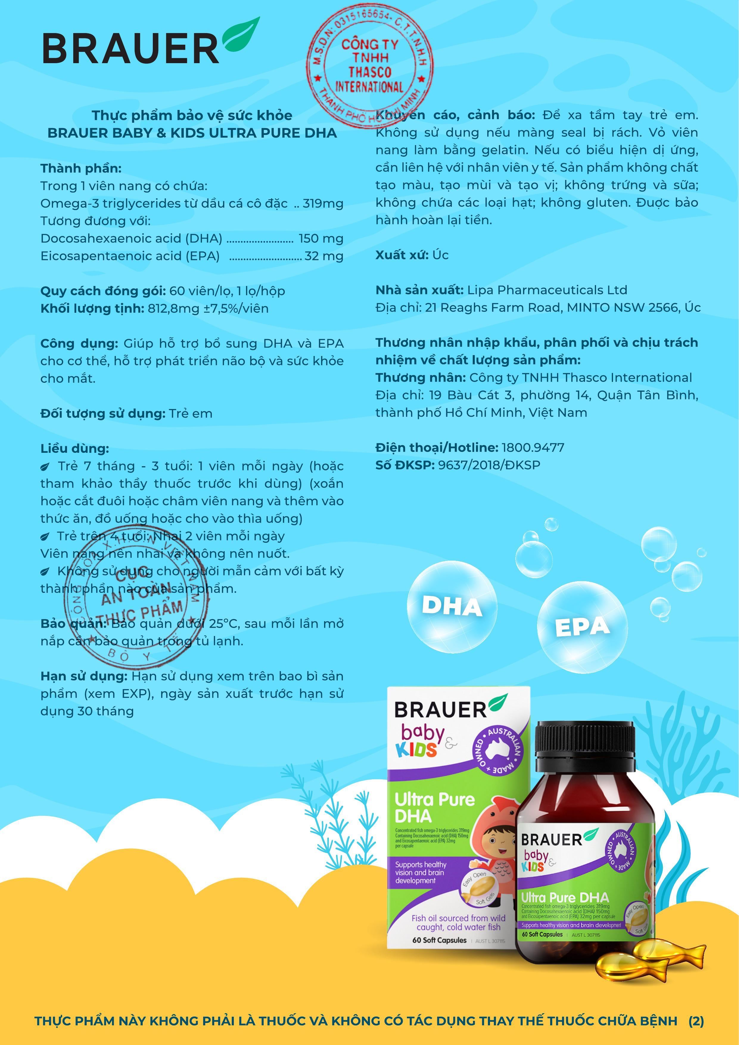 Brauer Baby & Kids Ultra Pure Dha lọ 60 Soft Gels - 02/2026 ...