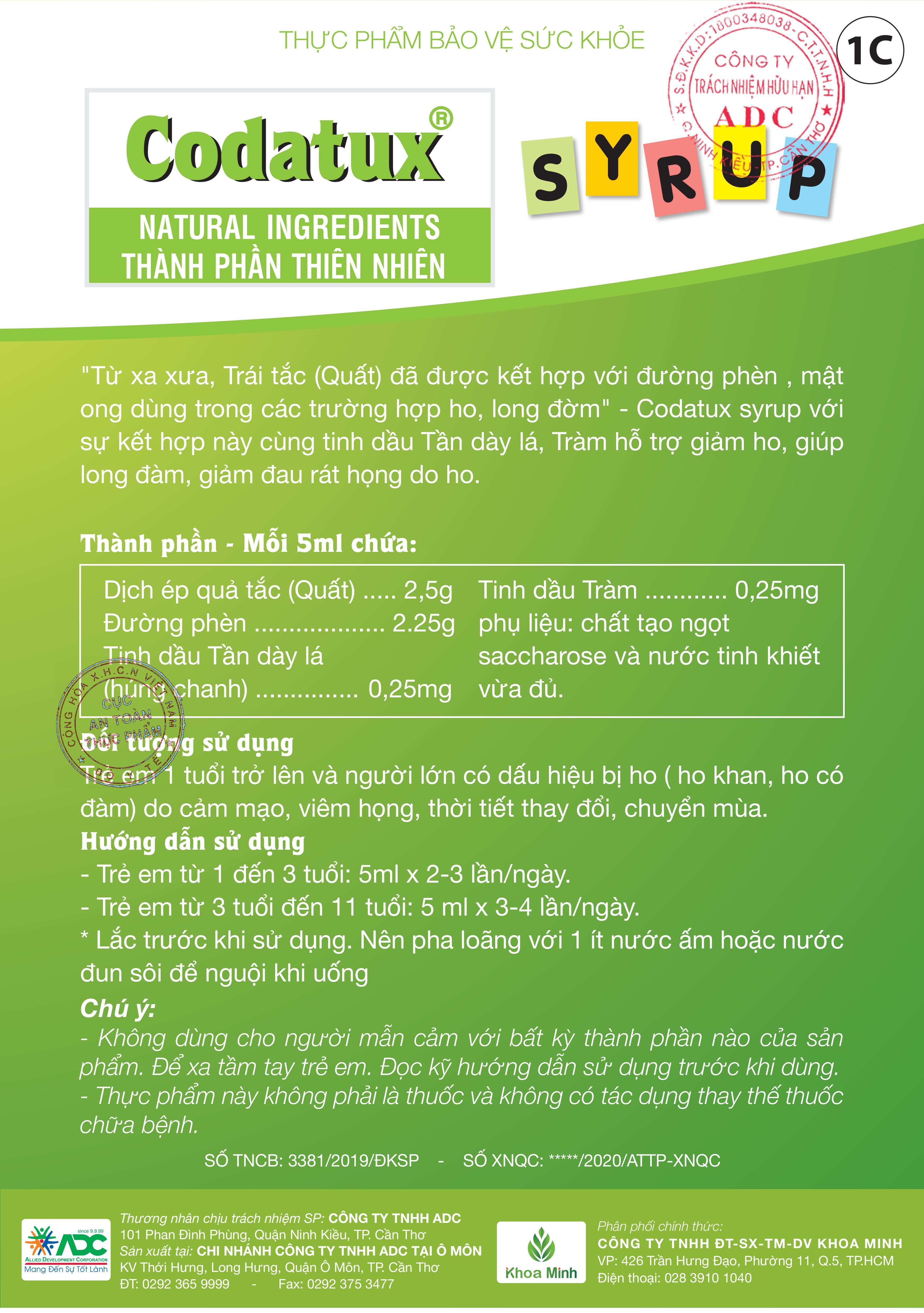 Codatux Syrup 5Ml H/30G - 12/2025 | nhathuocankhang.com