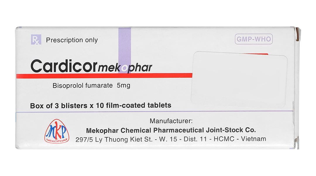 Cardicormekophar 5mg trị tăng huyết áp, đau thắt ngực (3 vỉ x 10 viên ...