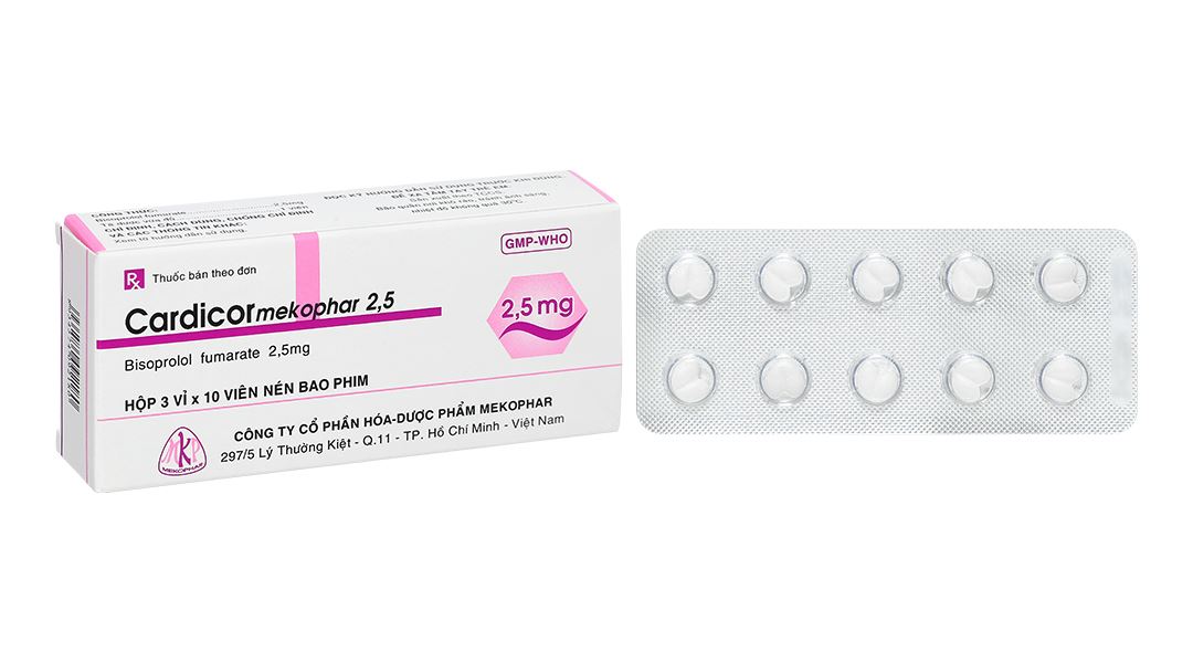 Cardicormekophar 2.5 điều trị tăng huyết áp, đau thắt ngực (3 vỉ x 10 ...