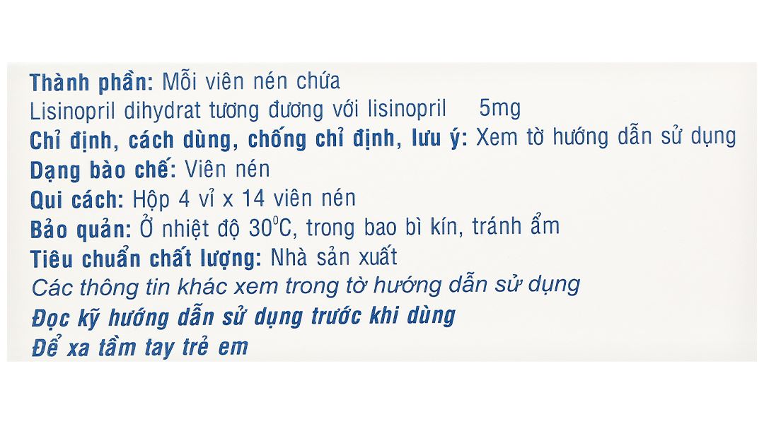 Haepril 5mg điều trị tăng huyết áp, suy tim, nhồi máu cơ tim cấp (4 vỉ ...