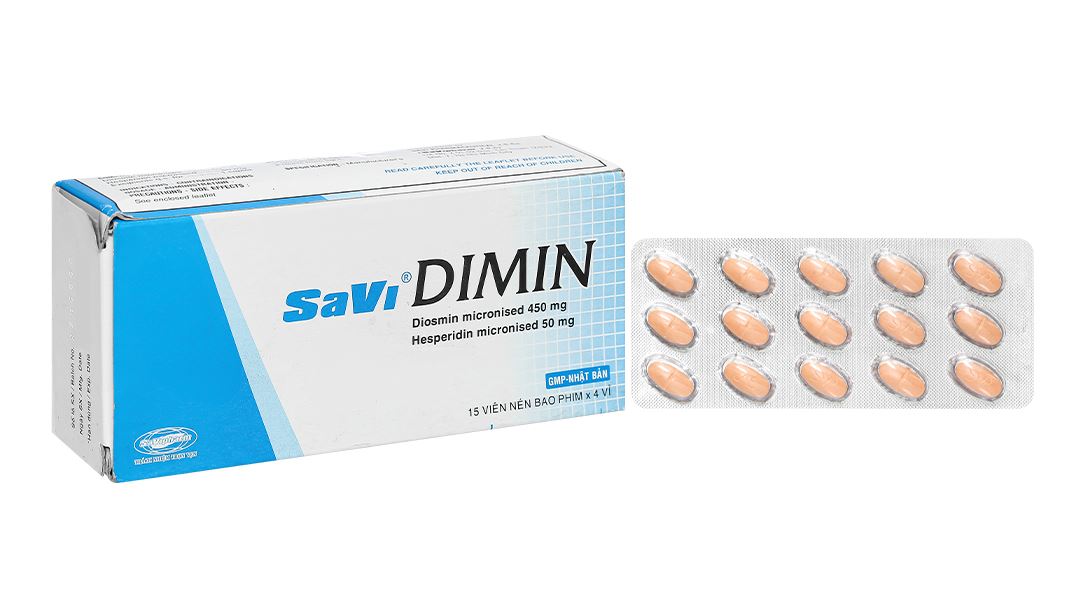 Thuốc Savi dimin 500mg trị trĩ, suy giãn tĩnh mạch (4 vỉ x 15 viên ...