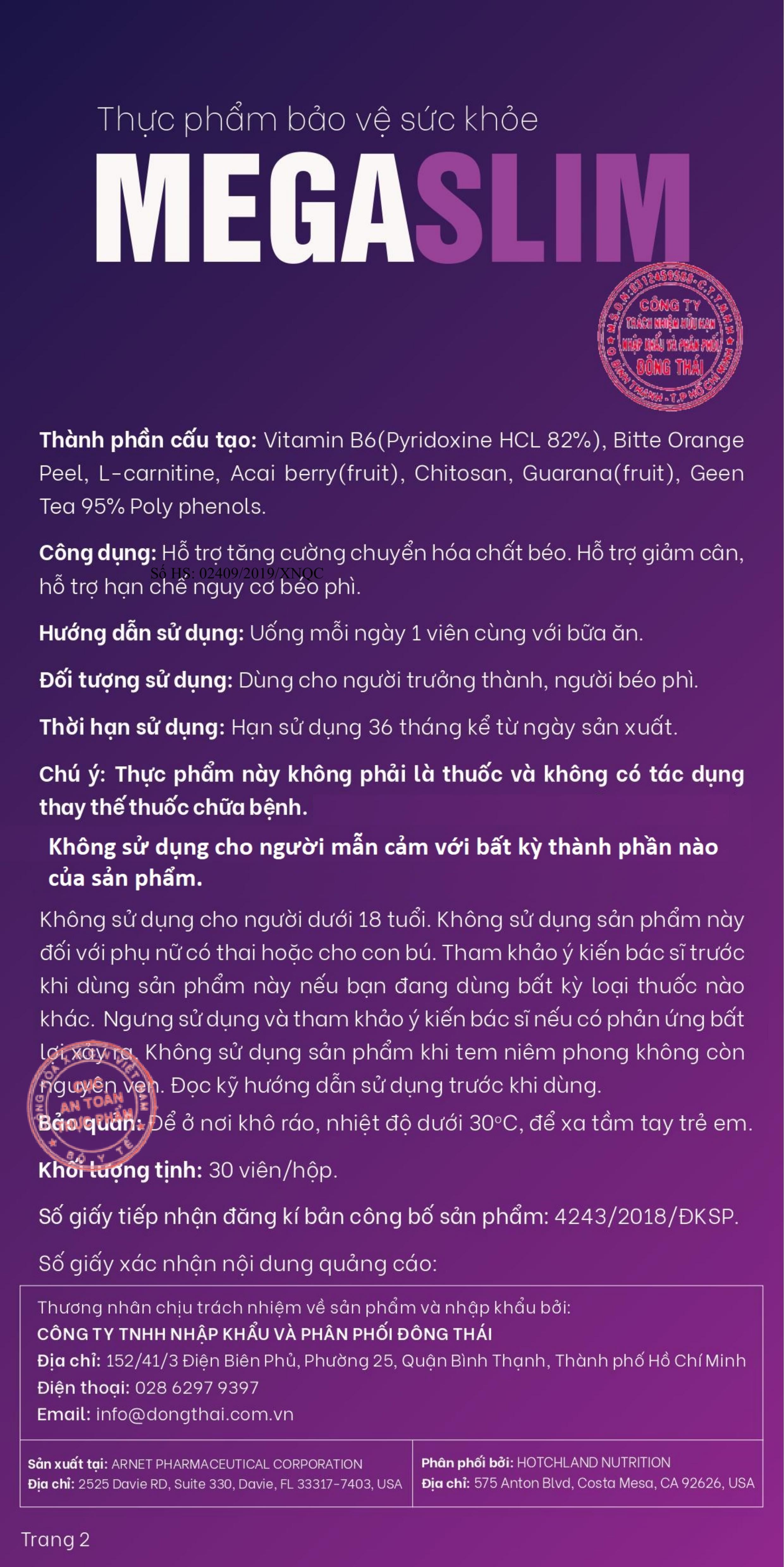 Mega Slim hộp 30 viên - 05/2026 | nhathuocankhang.com