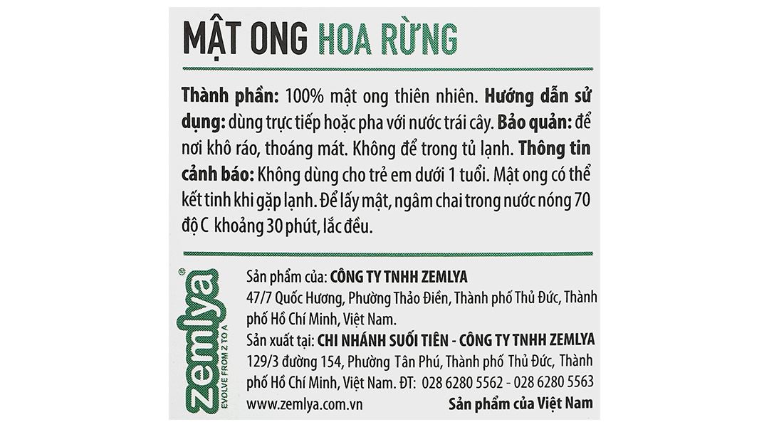 Mật Ong Hoa Rừng - Rừng Nhiệt Đới Zemlya 360G - 10/2025 | nhathuocankhang.com