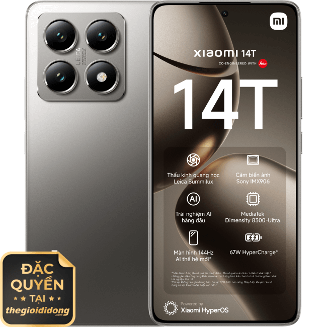 Xiaomi 14T 5G 12GB/512GB Xanh đặc quyền, giảm ngay 1tr, góp 0%