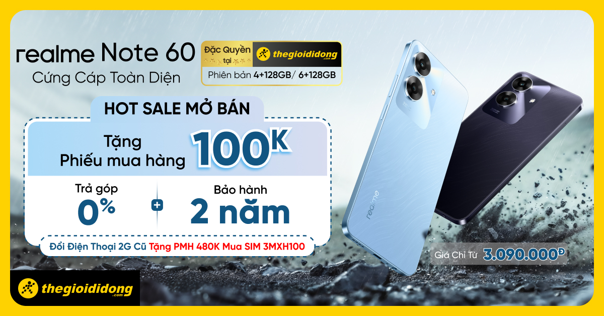 realme Note 60 4GB/128GB - Chính hãng, giá tốt, có trả góp