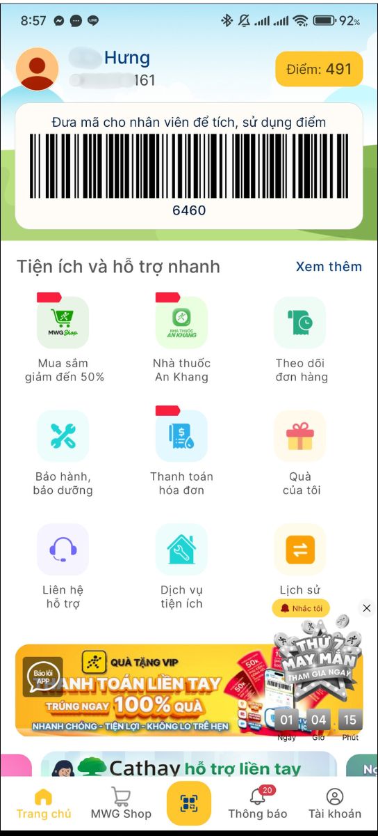 Quà Tặng VIP (MWG Shop) - Tích, sử dụng điểm và mua hàng trực tuyến