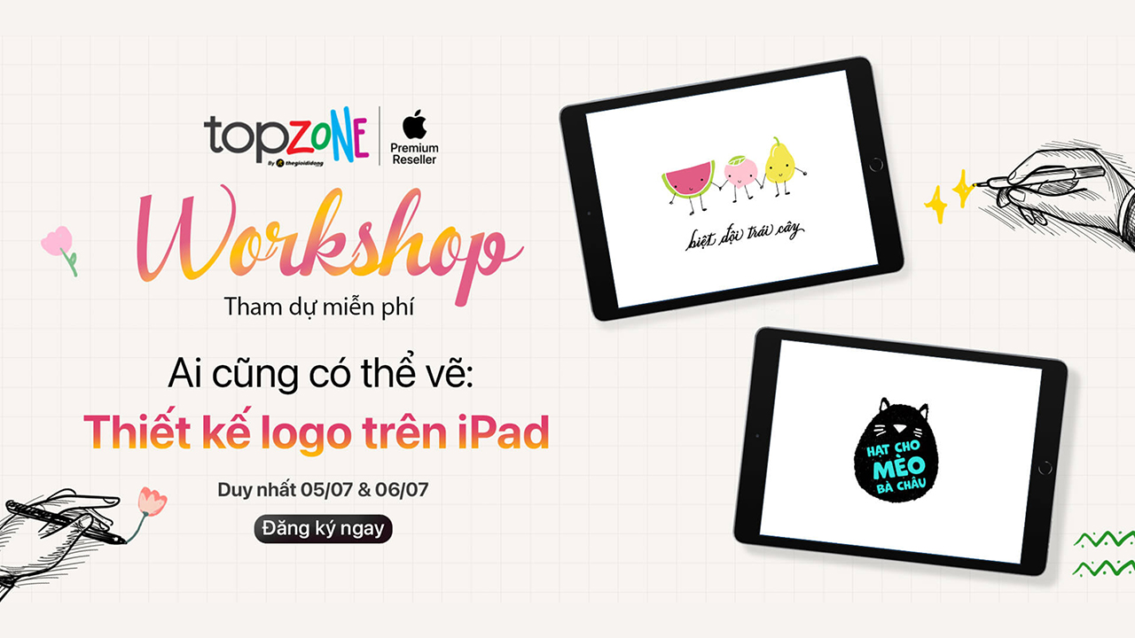 Workshop miễn phí: Thiết kế logo trên iPad tại TopZone cuối tuần này