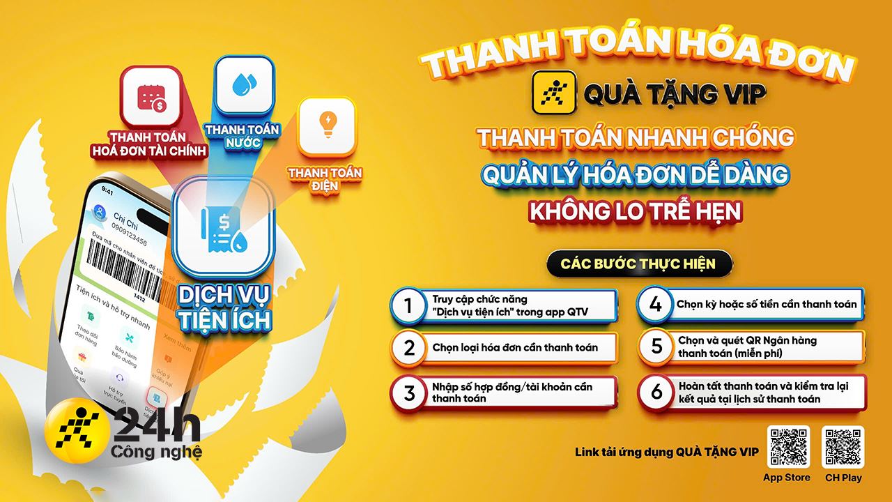 Thanh toán thuận tiện qua ứng dụng Quà Tặng VIP, dễ dàng quản lý hoá ...