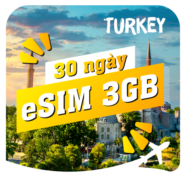 eSIM du lịch Bluecom Turkey 3GB/30 Ngày