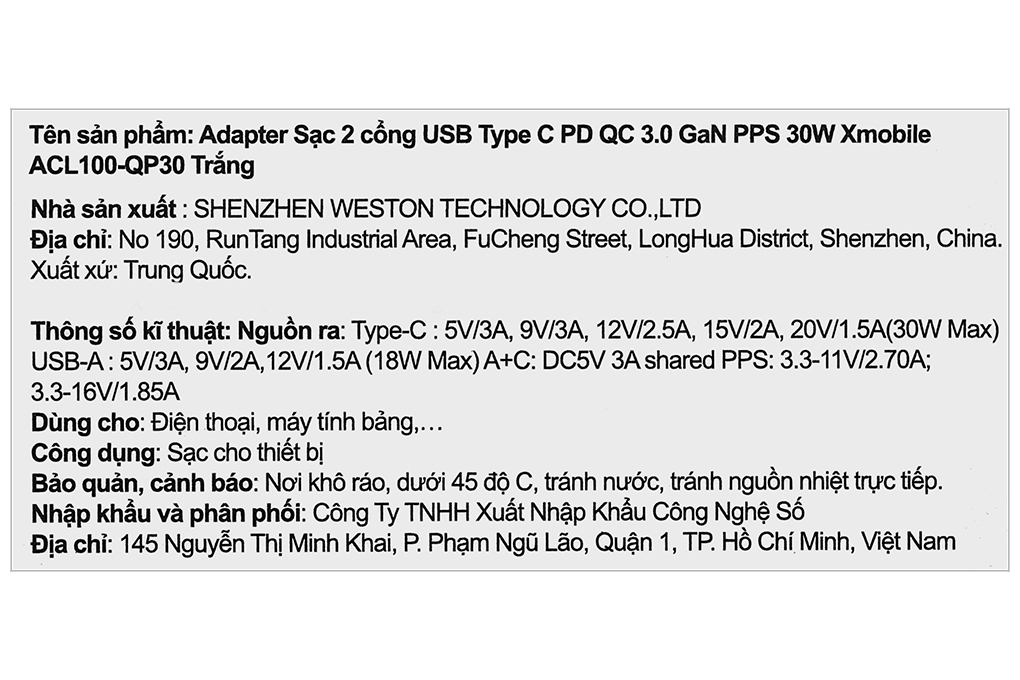 Adapter S C C Ng Usb Type C Pd Qc Gan Pps W Xmobile Acl Qp